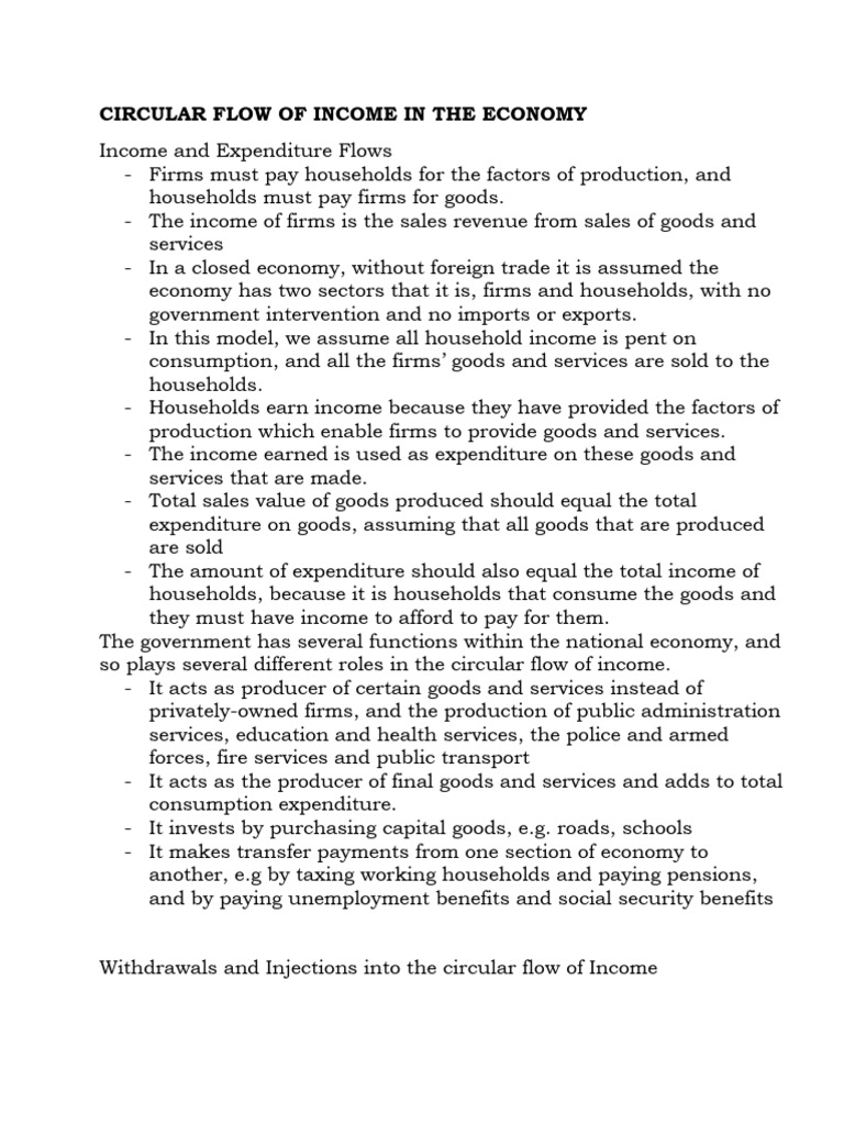 Circular Flow of Income in The Economy | PDF | Consumption (Economics ...