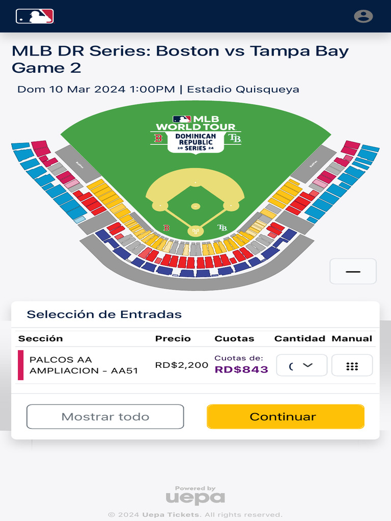 MLB Dominican Republic Series WORLD TOUR 2024 Uepa Tickets | PDF