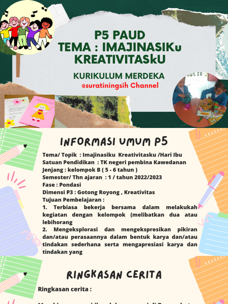 p5 Paud Tema Imajinasikreativitas 1 | PDF