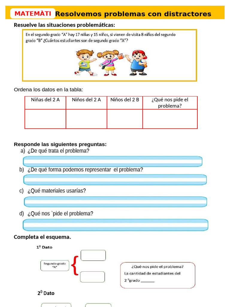 Problemas con distractores en 2° grado | PDF