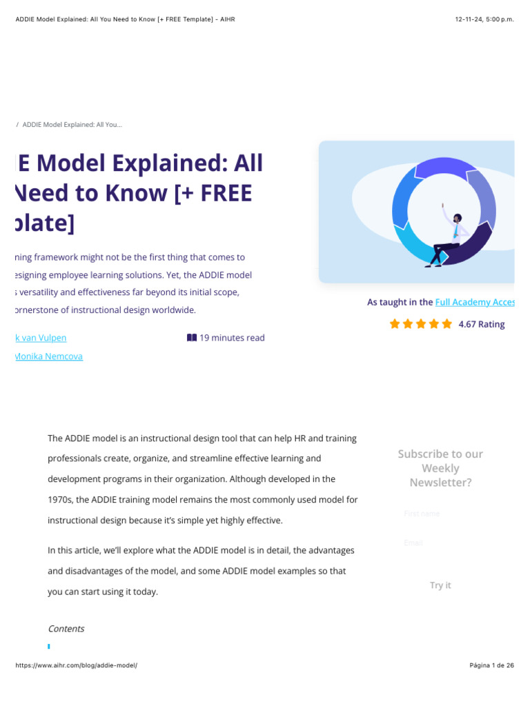 ADDIE Model for HR & Training Pros | PDF | Instructional Design | Learning
