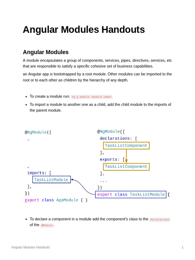 Angular Modules Handouts | PDF
