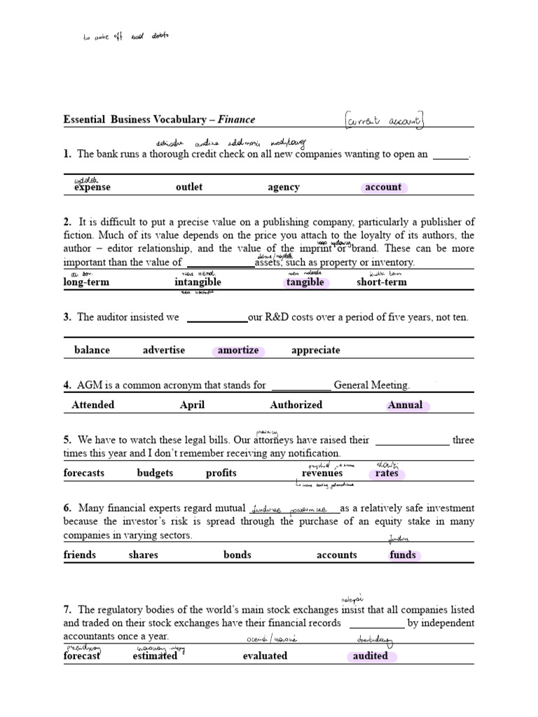 Essential Business Vocabulary Finance Odp | PDF | Investing | Money