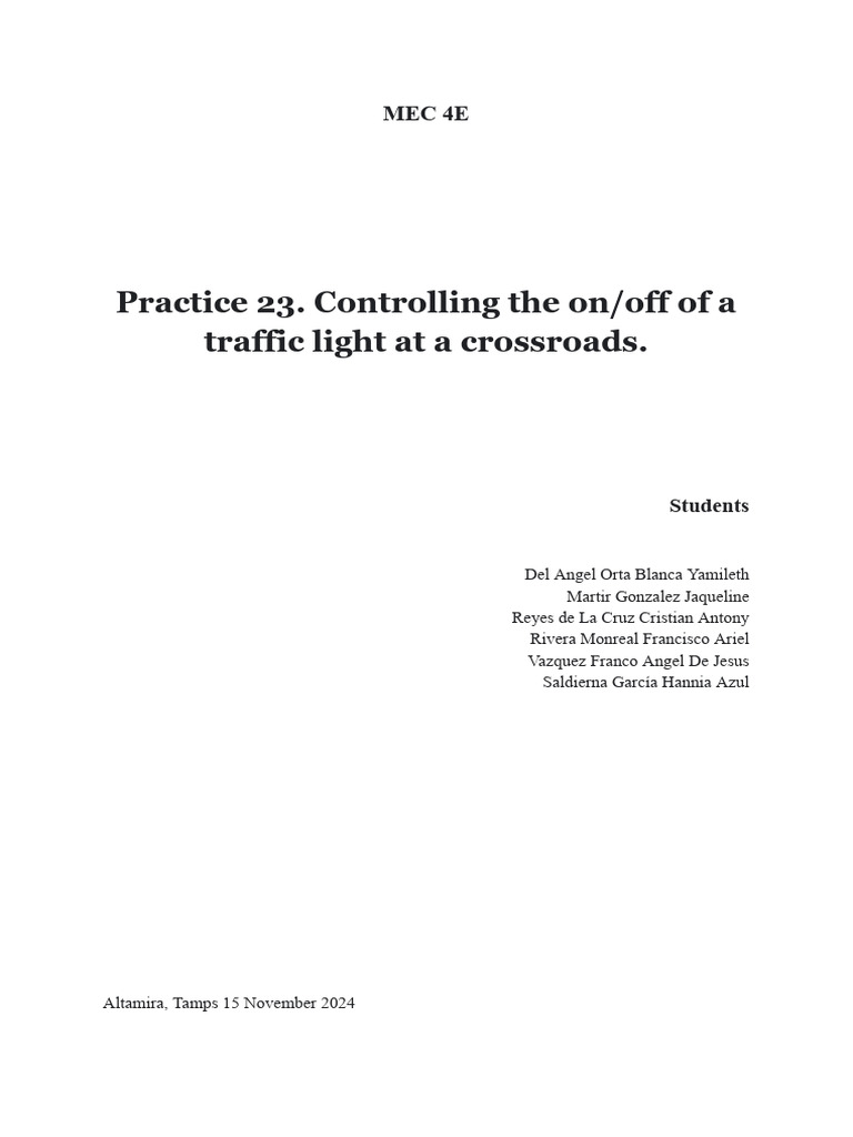 Practice 23. Controlling The On - Off of A Traffic Light at A ...