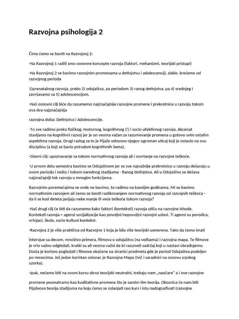 Razvojna Psihologija 2 | PDF