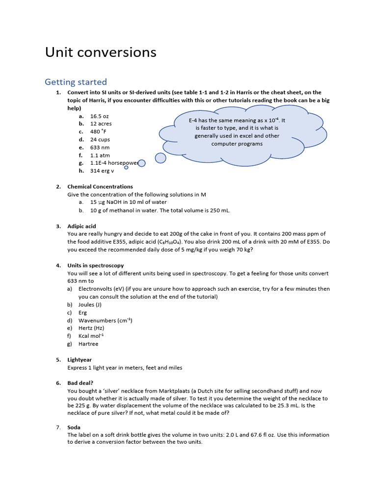 Tutorial 1 - Unit Conversions | PDF | Density | Gases