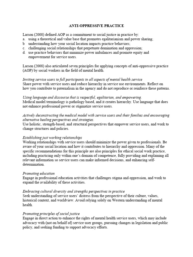 Anti-Oppressive Practice (1) (1) - Tagged | PDF | Empowerment | Psychology