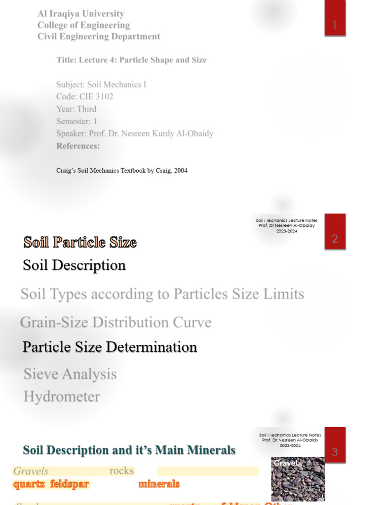 Lecture 4 Particle Size Distribution | PDF | Soil Mechanics | Applied And Interdisciplinary Physics