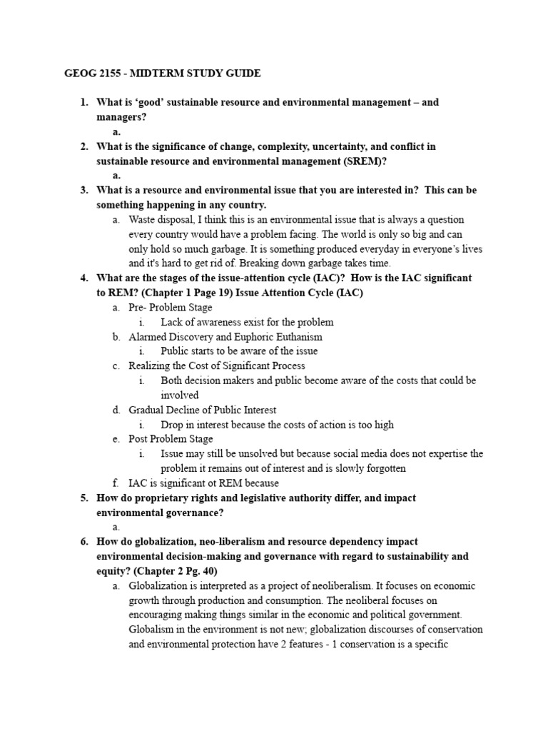 Geog 2155 - Midterm Study P1 | PDF | Globalization | Governance