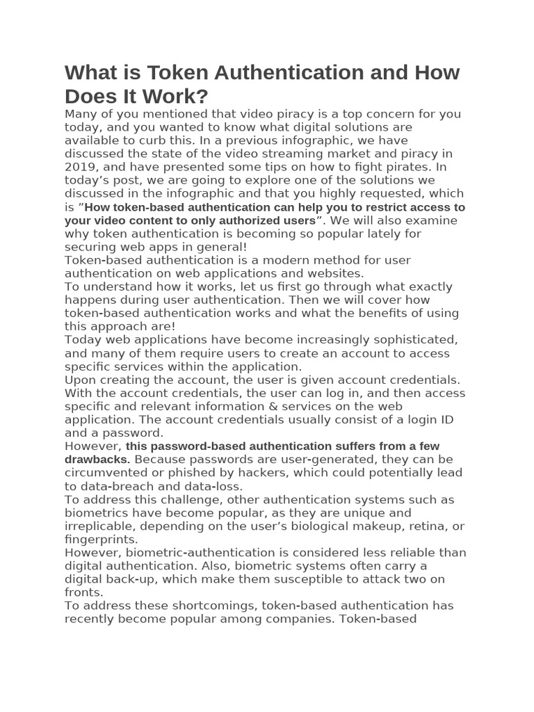 What Is Token Authentication and How Does It Work | PDF ...