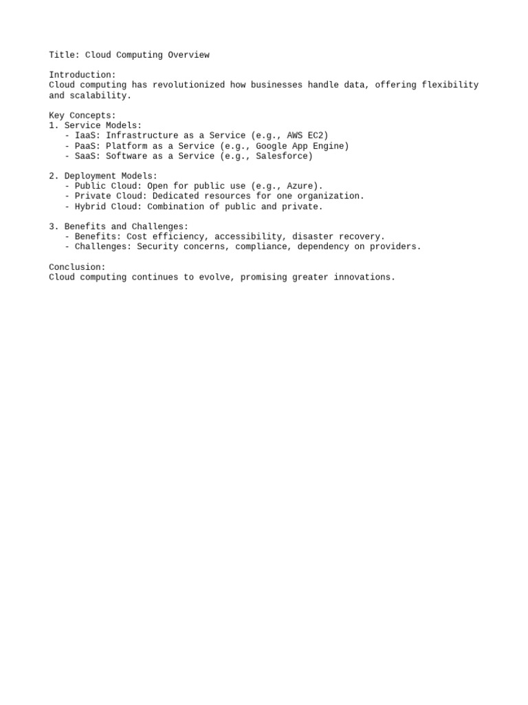 Cloud Computing Overview Pdf Computers