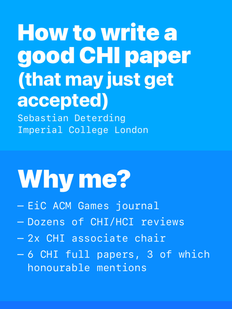 How To Write A CHI Paper | PDF | Human–Computer Interaction | Theory