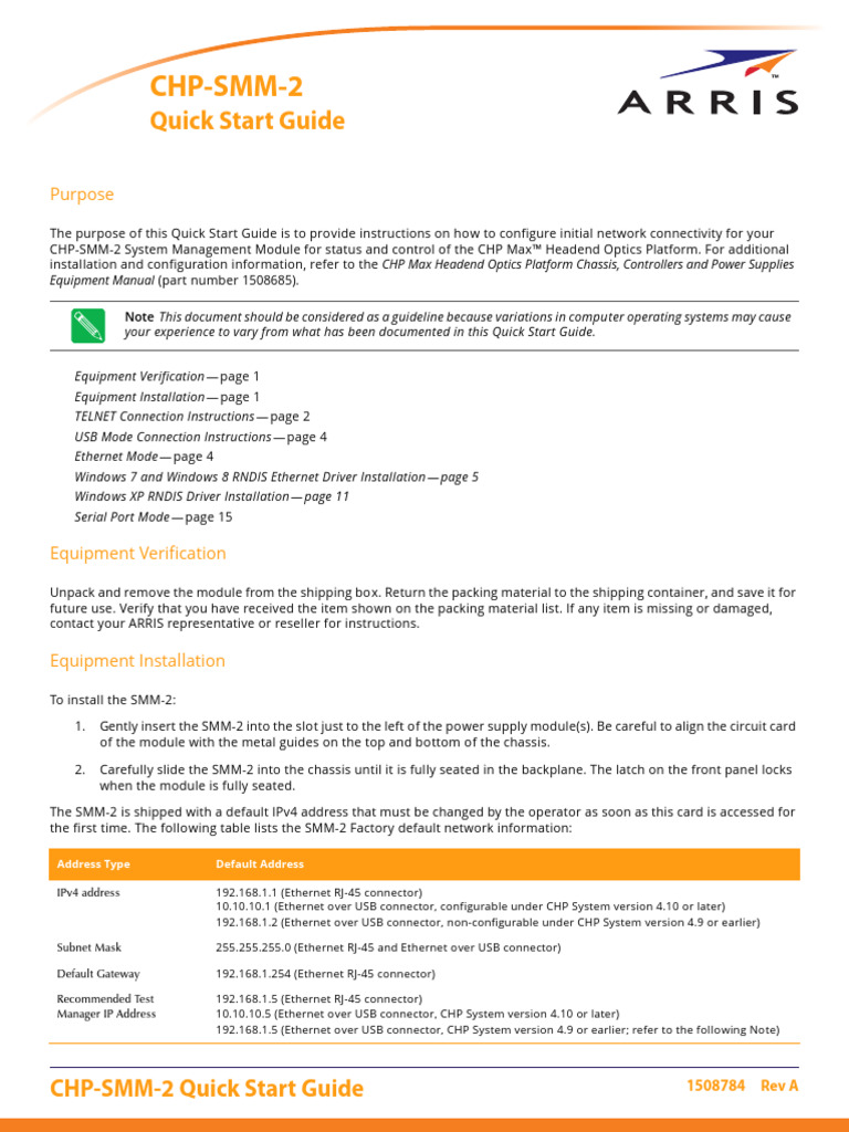 CHP-SMM-2 Quick Start Guide | PDF | Ip Address | Internet Protocols