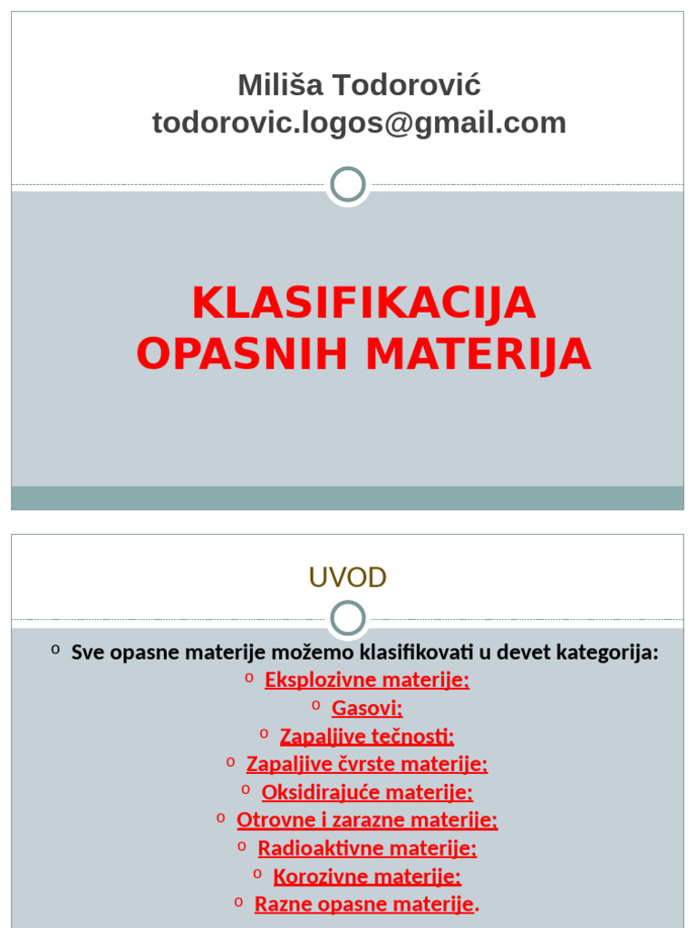 Klasifikacija Opasnih Materija | PDF