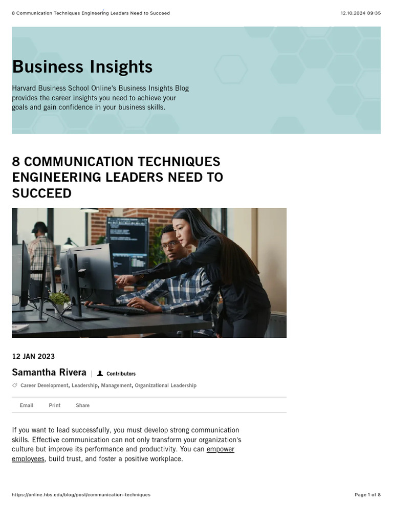 8 Communication Techniques Engineering Leaders Need To Succeed | PDF ...