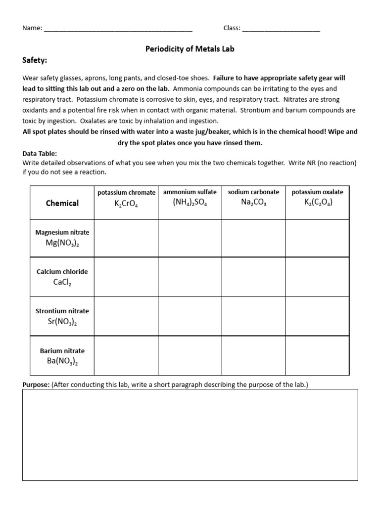 6 Periodicity of Metals Lab | PDF | Nitrate | Potassium