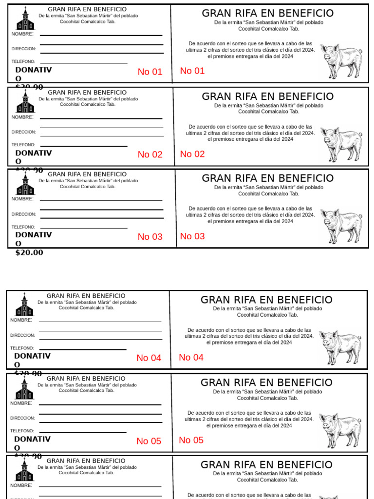 Boletos de Rifa Navideña Gratis | PDF