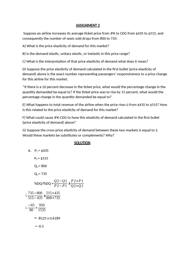 ASSIGNMENT 2 | PDF | Elasticity (Economics) | Demand