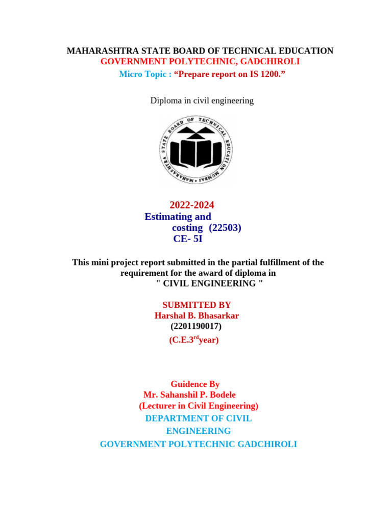 Estimate - Micro - Project 12 | PDF | Technology & Engineering