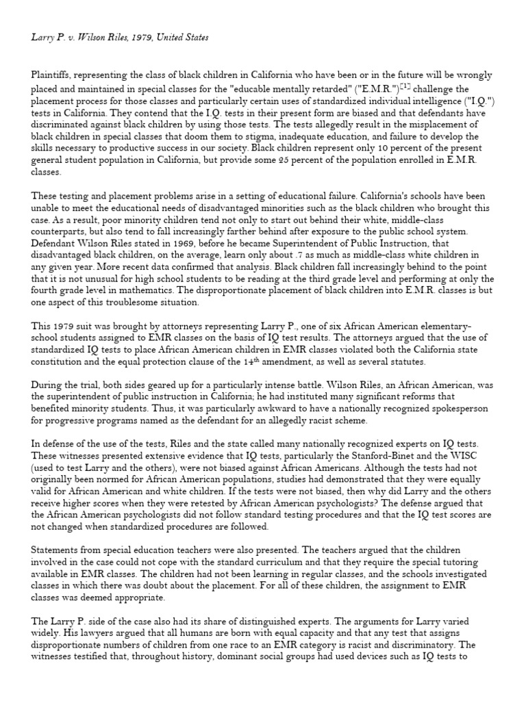 4.3a Testing Goes To Court - Case Summary | PDF | Intelligence Quotient ...