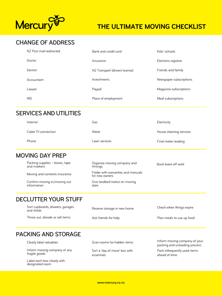 Mercury The Ultimate Moving Checklist | PDF