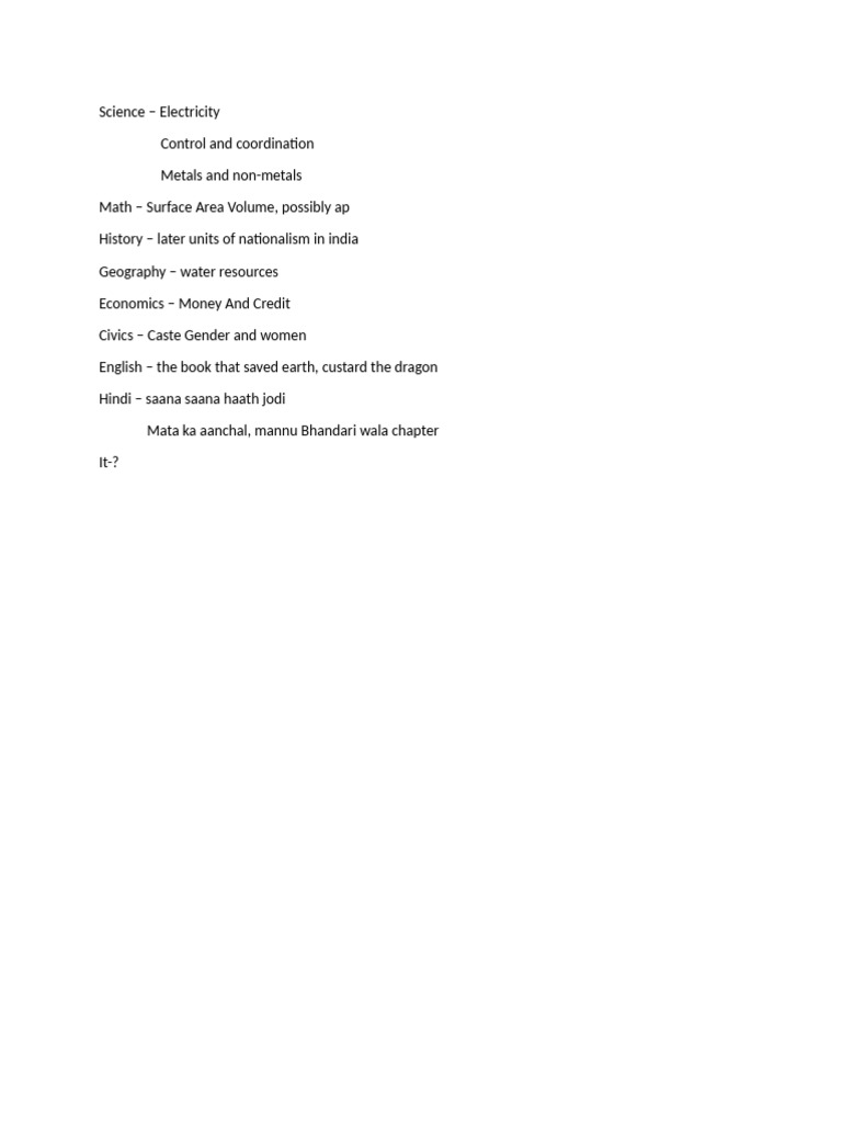 Class Curriculum Overview | PDF