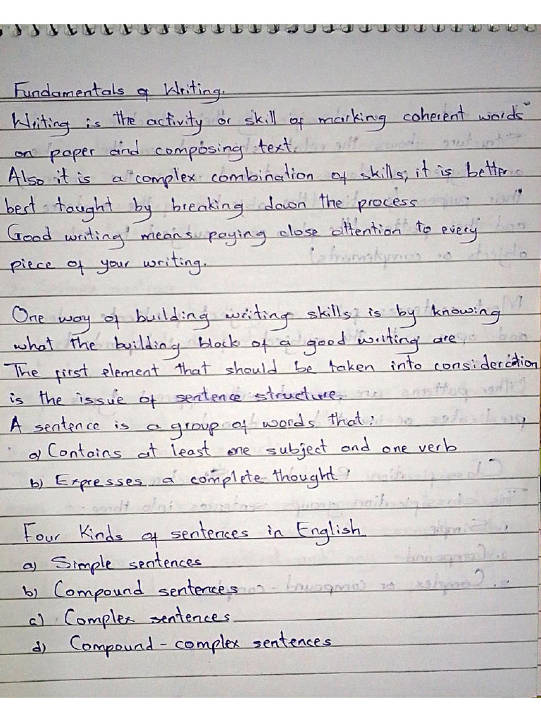 Fundamentals of Writing | PDF