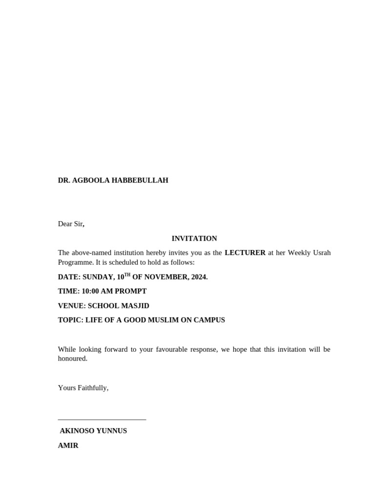 Letter of Invitation 2 | PDF