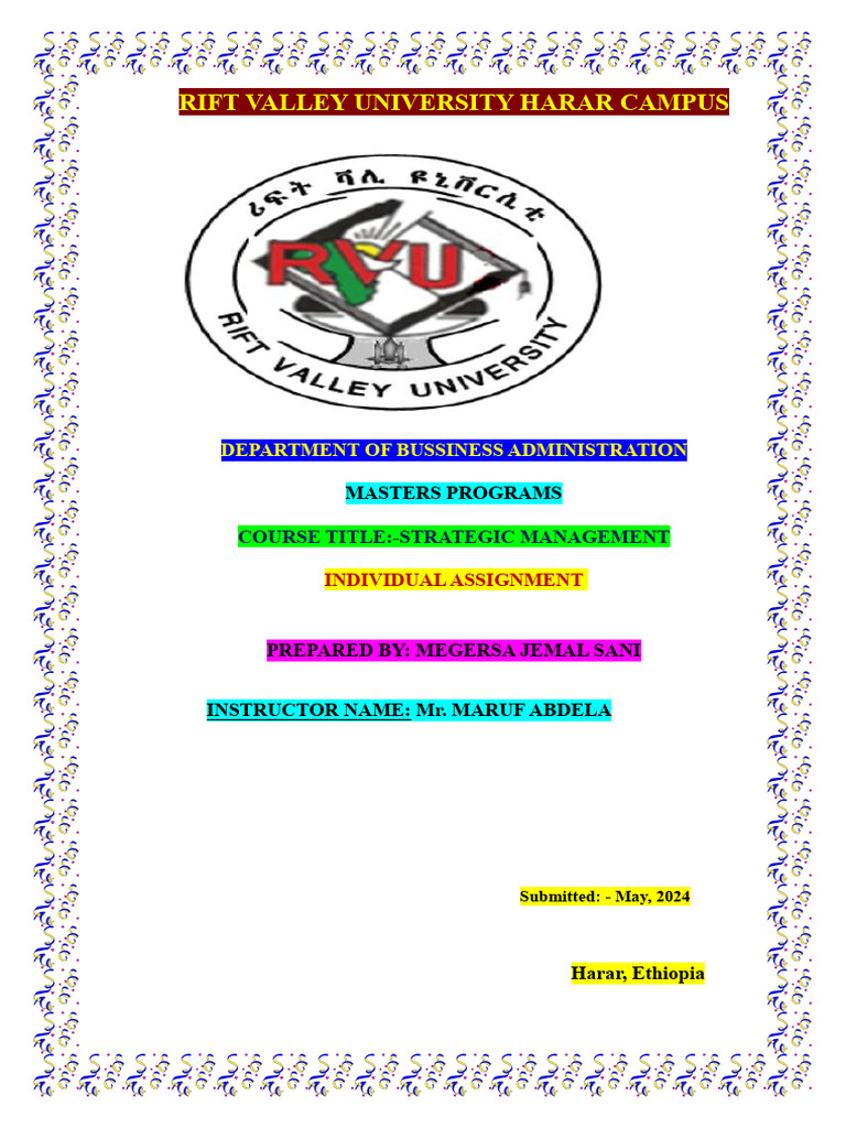 MEGERSA JEMAL Strategic MGT Assignment | PDF | Strategic Management | Competitive Advantage