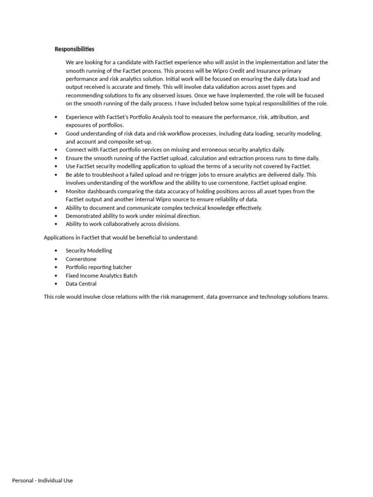 FactSet Portfolio Analysis Role Overview | PDF | Fact Set | Analytics