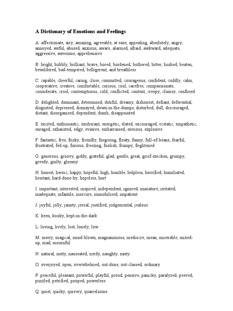 A Dictionary of Emotions and Feelings | PDF