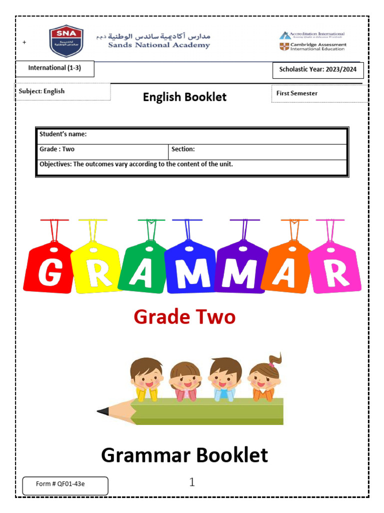 Grammar Booklet Grade 2 PDF 2024 | PDF | Adverb | Adjective