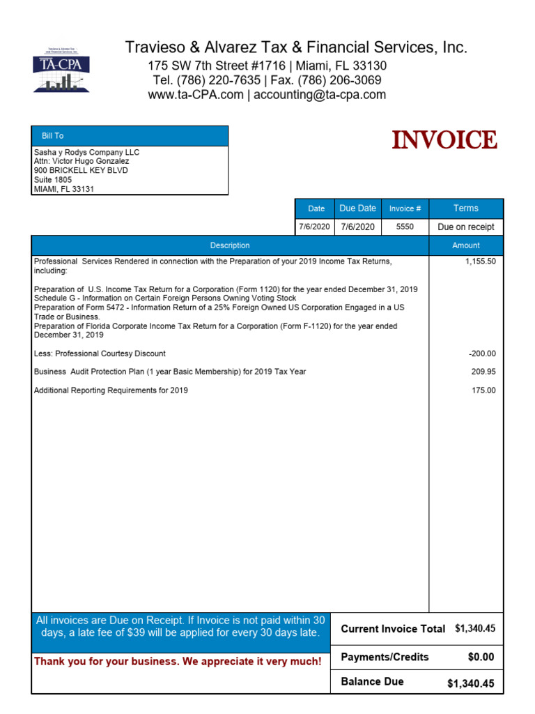 Invoice 5550 | PDF