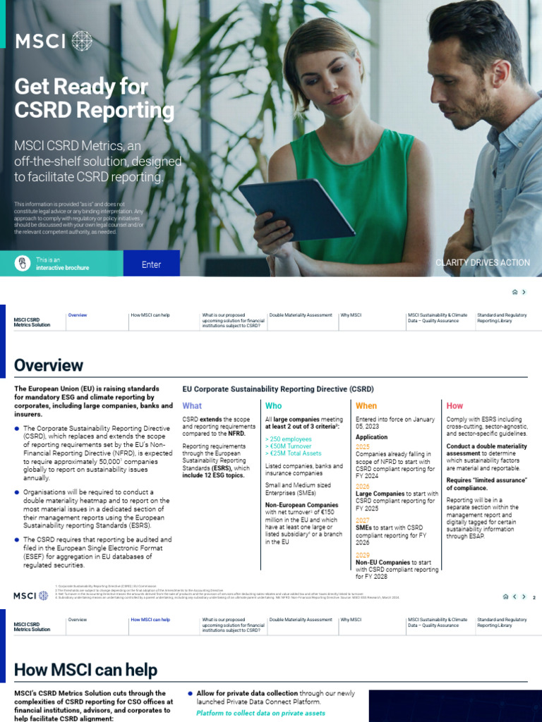 MSCI CSRD Metrics Solution Factsheet | PDF | Msci | Business