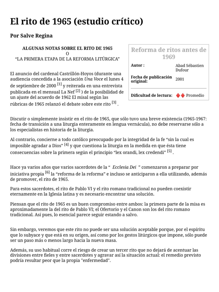 El Rito de 1965 (Estudio Crítico) - Salve Regina | PDF | obispo | eucaristía