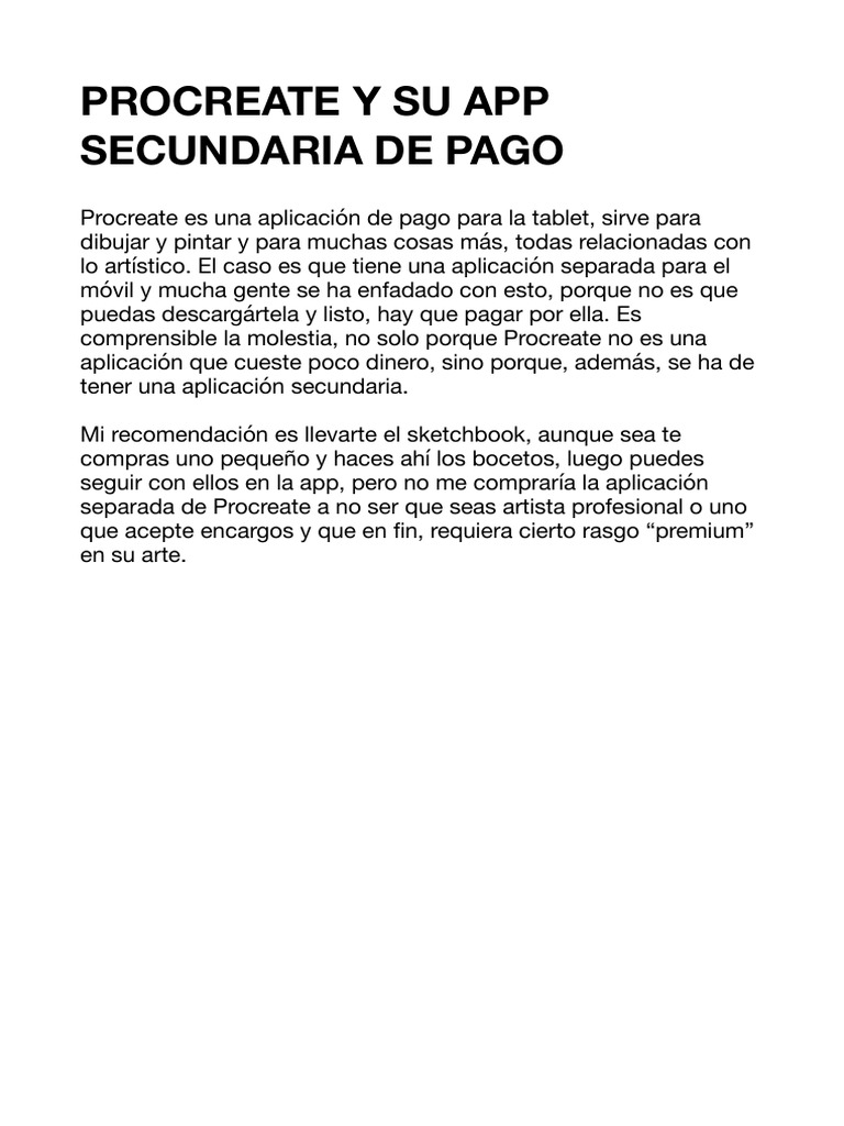 Procreate: App Secundaria de Pago | PDF