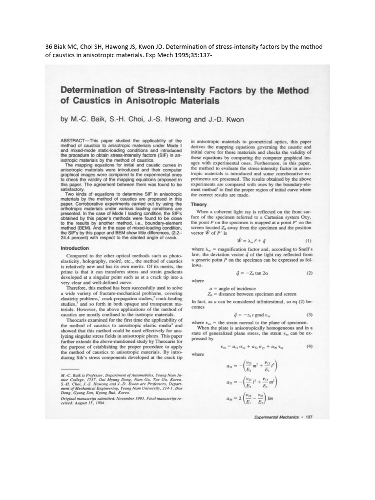 Biak MC, Choi SH, Hawong JS, Kwon JD. Determination of Stress-Intensity ...