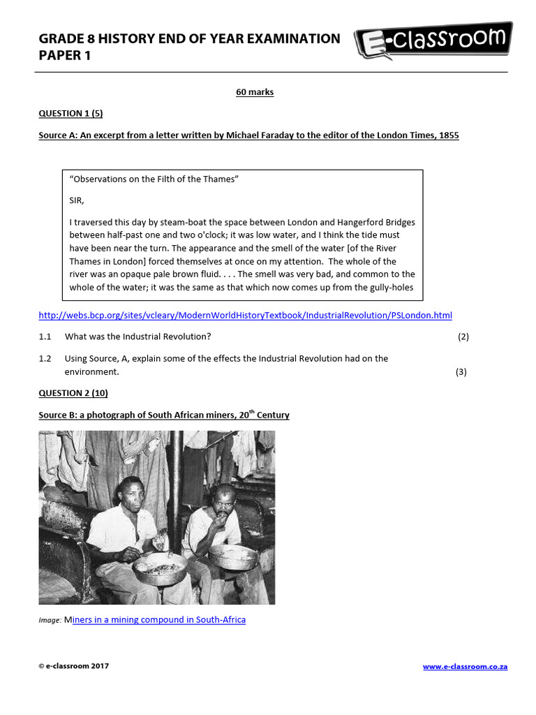 Grade 8 History Exam Paper 2025 | PDF