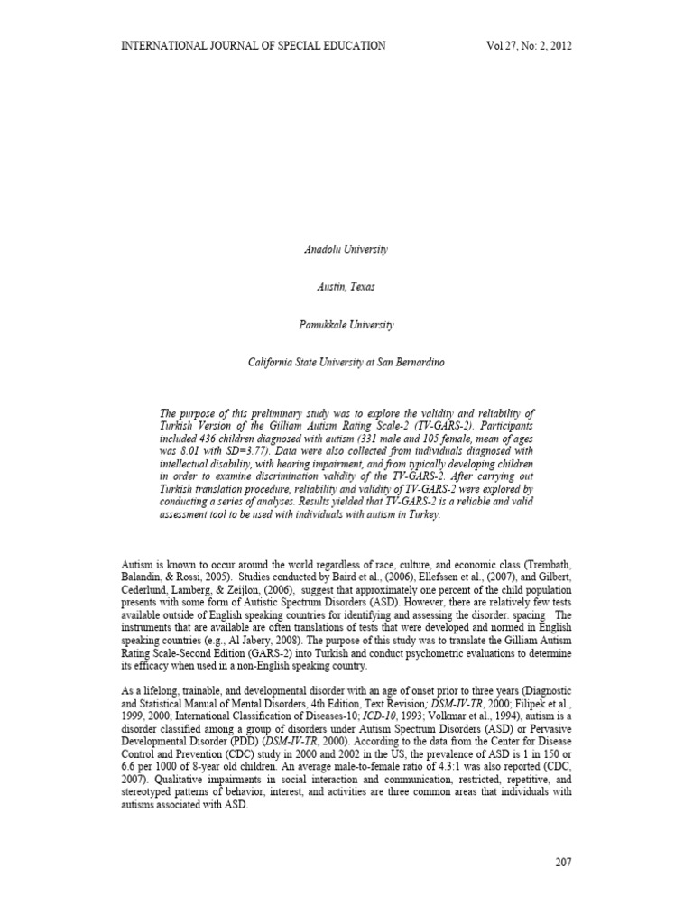 Gars 2 Artigo | PDF | Autism Spectrum | Mental Disorder