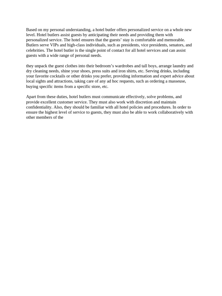 Hotel Butler Services Explained | PDF