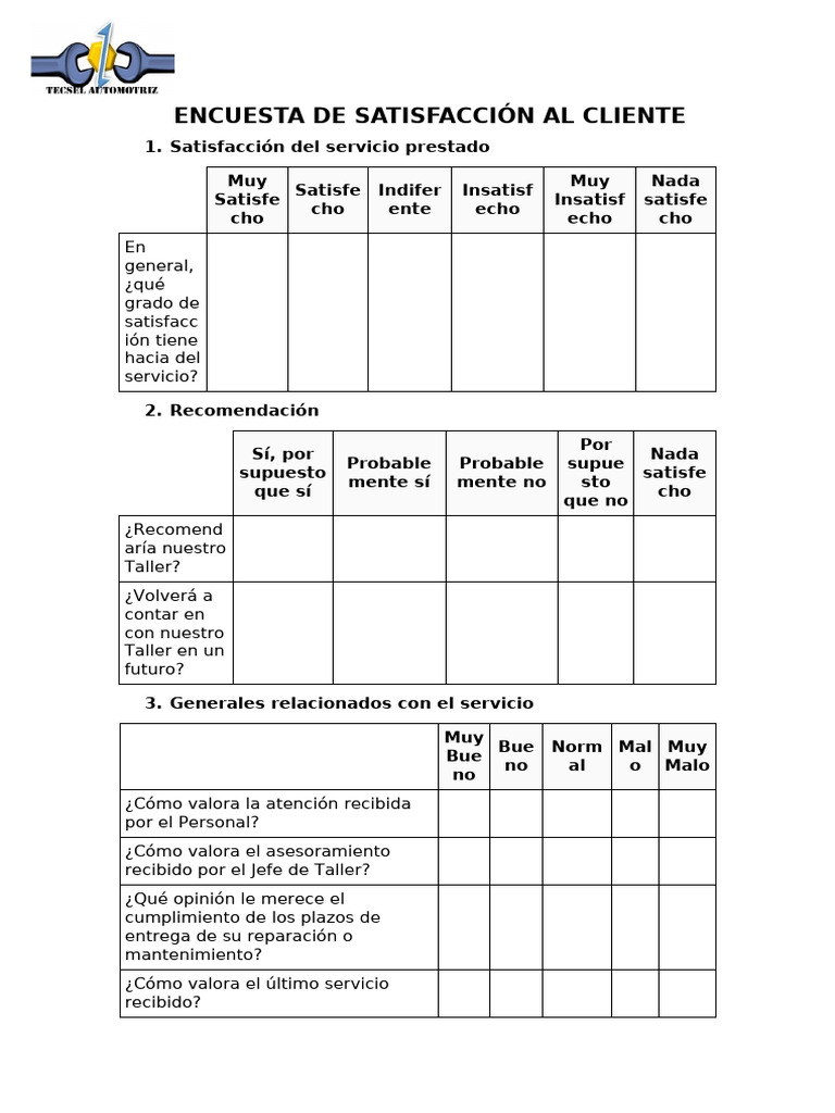 Encuesta de Satisfacción Al Cliente | PDF | Crecimiento personal y ...