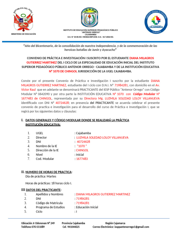 Convenio Prácticas I Diana Gutiérrez | PDF