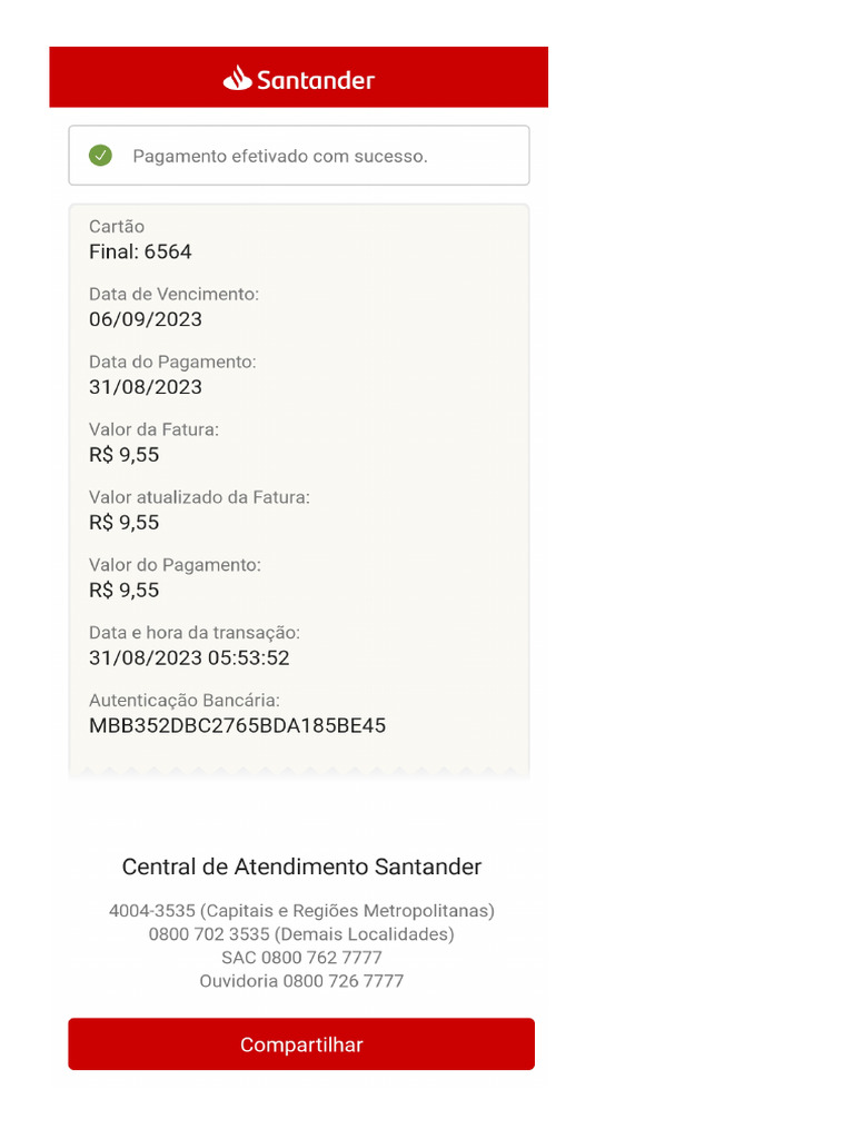 Comprovante Santander | PDF