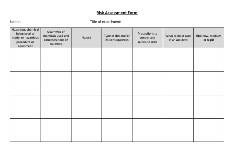 Lab Risk Assessment Template | PDF