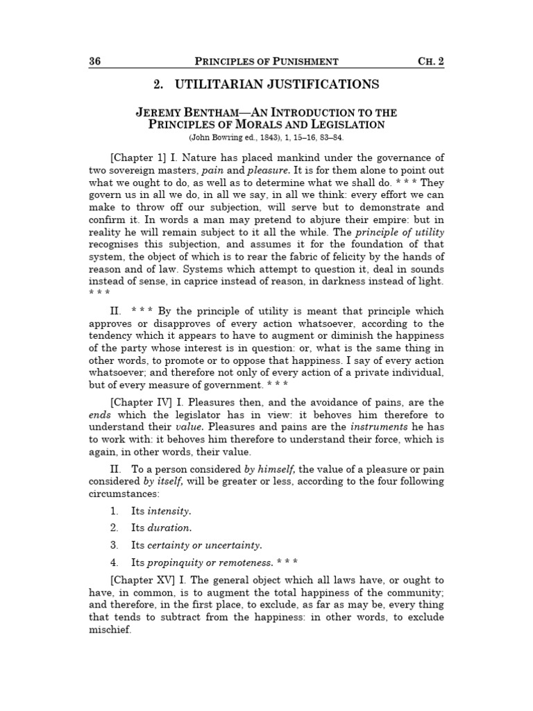 Reading 3 Class One - Utilitarian Justifications Crim Law F23 J. Ross ...