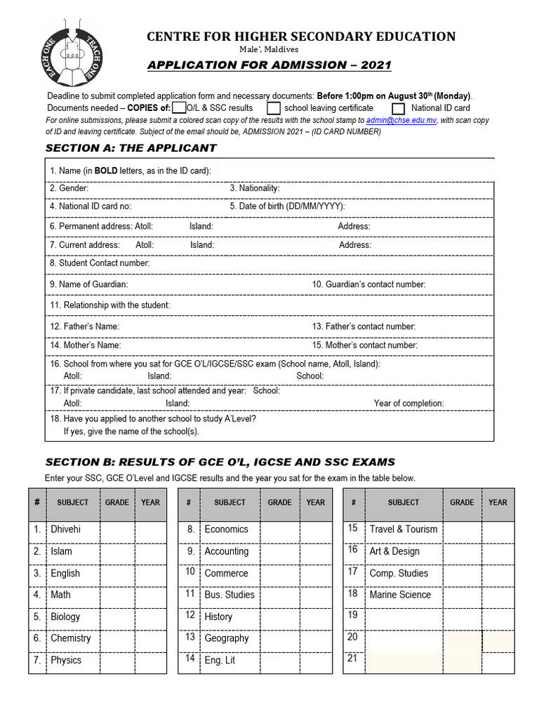 CHSE Admission Application 2021 Guide | PDF | University And College ...