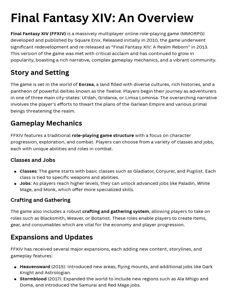 FFXIV | PDF | Role Playing Video Games | Role Playing Games