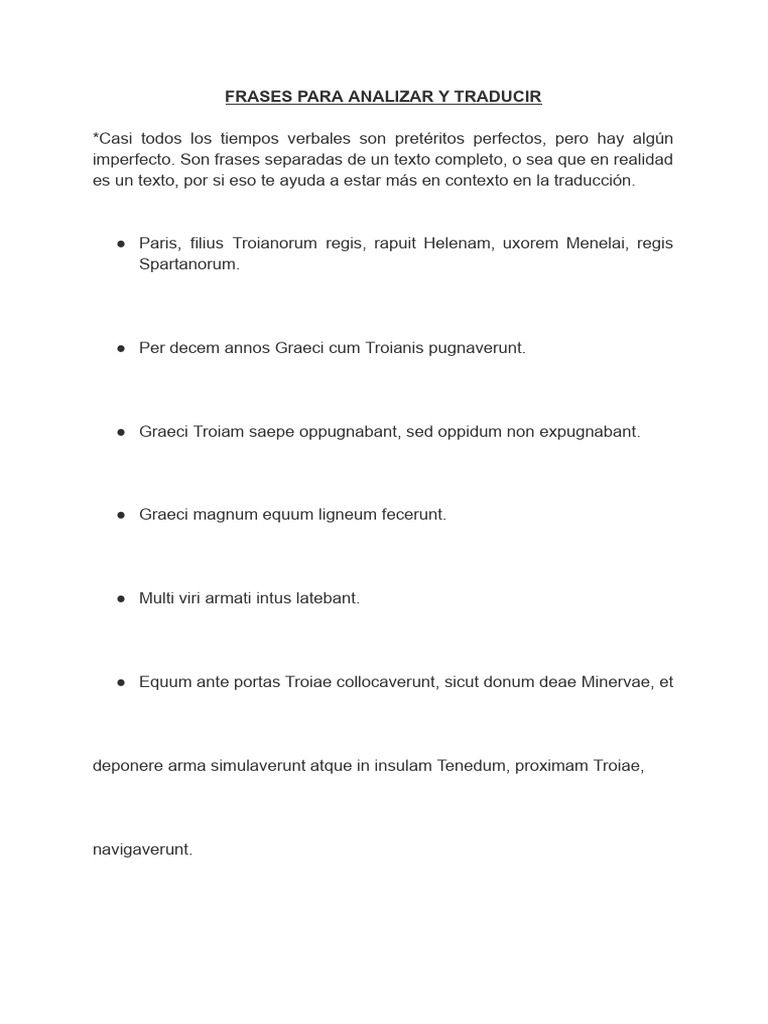 Frases para Analizar y Traducir | PDF | Historia