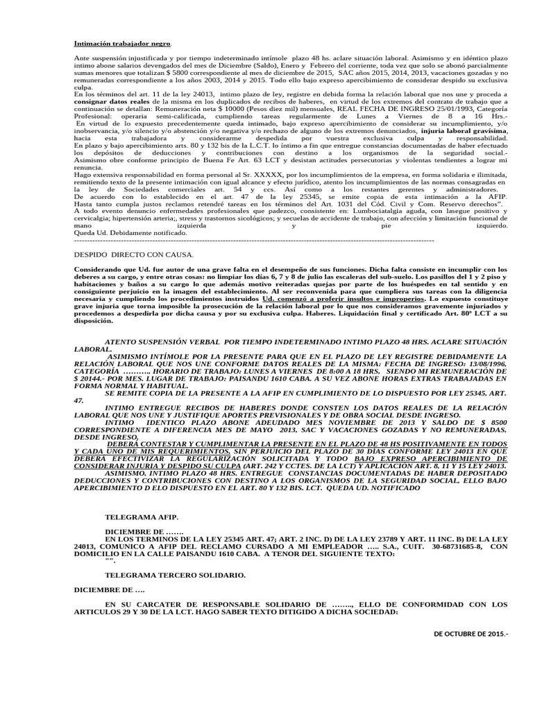 Cartas Documento | PDF | Salario | Labor