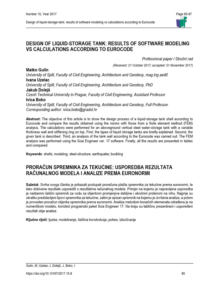 Liquid Storage Tank Design Analysis | PDF | Strength Of Materials ...